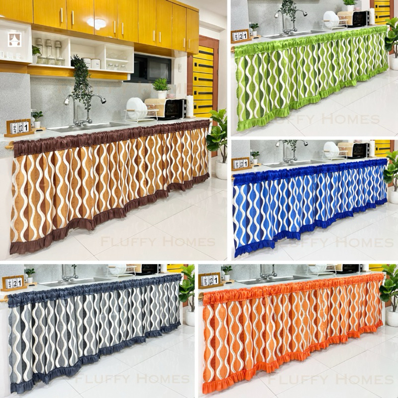 Fluffy Homes Cypress Wave Kitchen Sink Lababo Curtain 1pc. 58x32inches ...