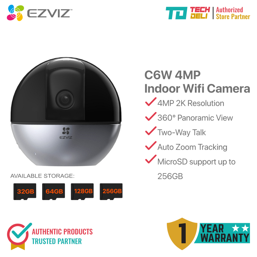 EZVIZ C6W 4MP PTZ Indoor Wifi Camera | AI Human Detection | Baby and Pet Monitor | Night Vision ...