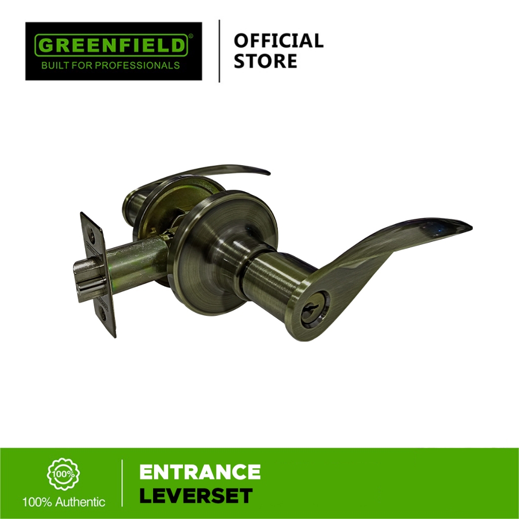 Greenfield Entrance Leverset Antique Brass - Door Hardware & Locks ...