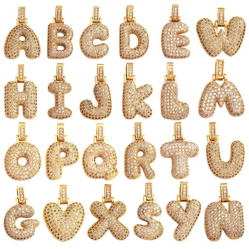 THKL Hip Hop Copper Zirconia Micro Set 26 English Letter Pendant ...