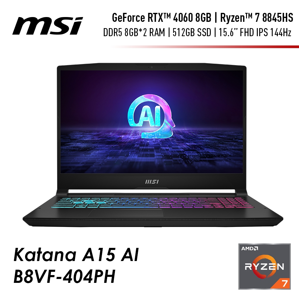 MSI Katana A15 AI B8VF-404PH Gaming Laptop (Ryzen 7 8845HS / RTX 4060 ...