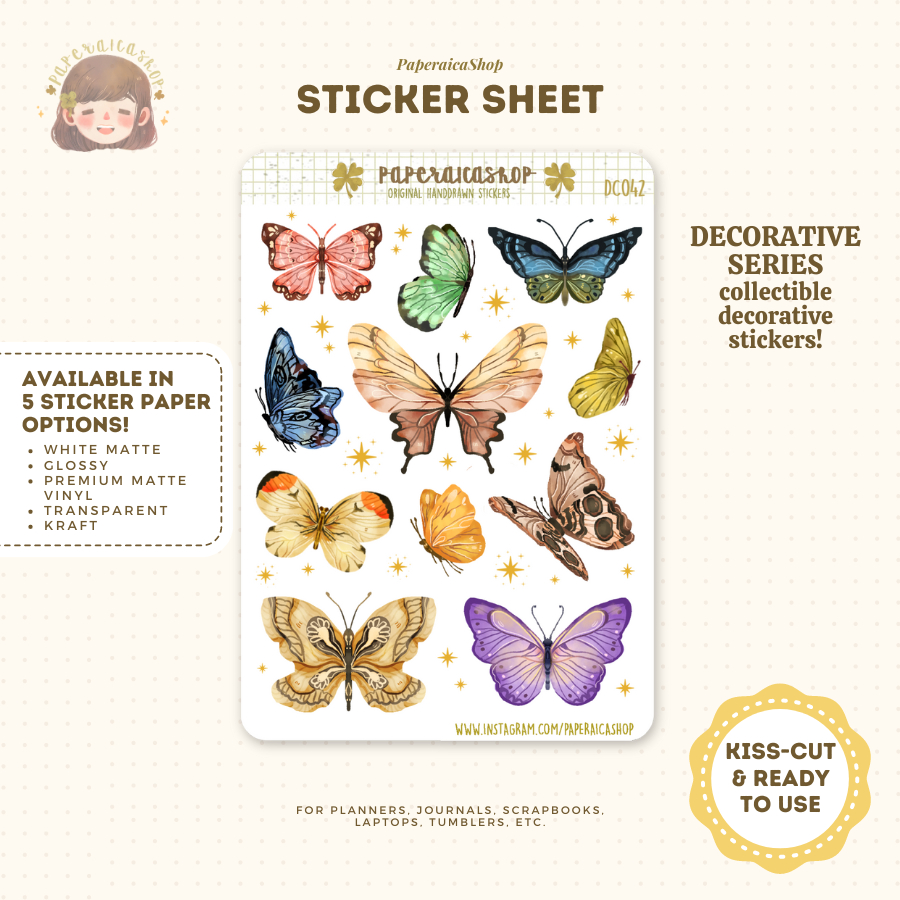 Elegant Butterflies Decorative Stickers, Spring Butterflies Stickers ...