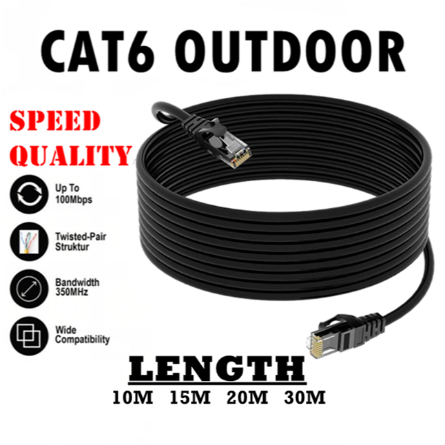 Cat6 Outdoor RJ45 Gold-plated Ethernet LAN Cable 10M 15M 20M 30M High ...