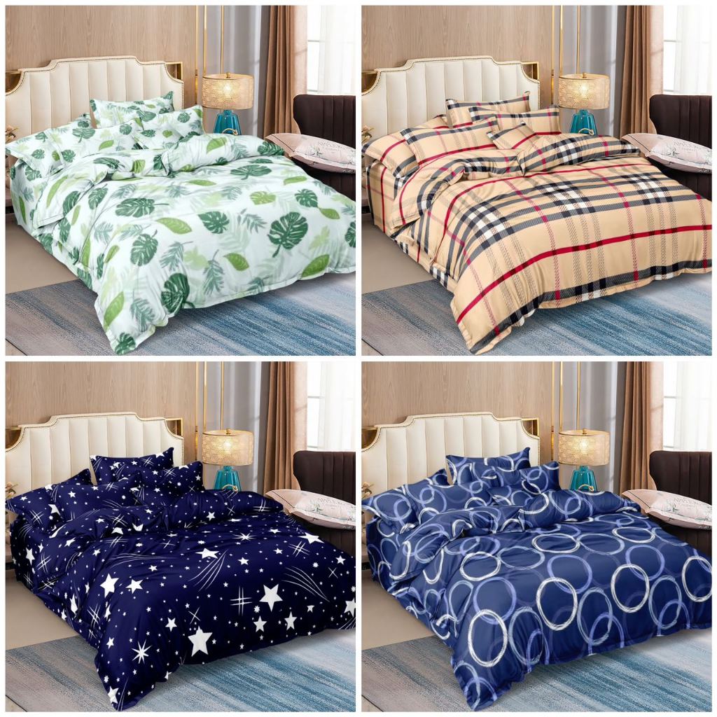 3in1 Poly Cotton Bed Sheet. King ,Queen,Double Size Bedsheet with 2 ...