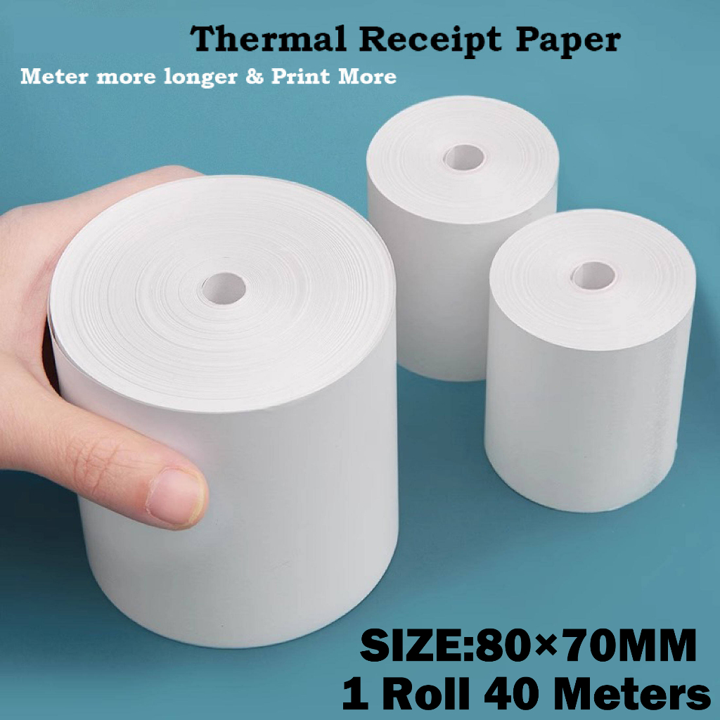 (Akape) 1 Roll 40m Coreless Thermal Paper Roll Receipt Roll Thermal ...