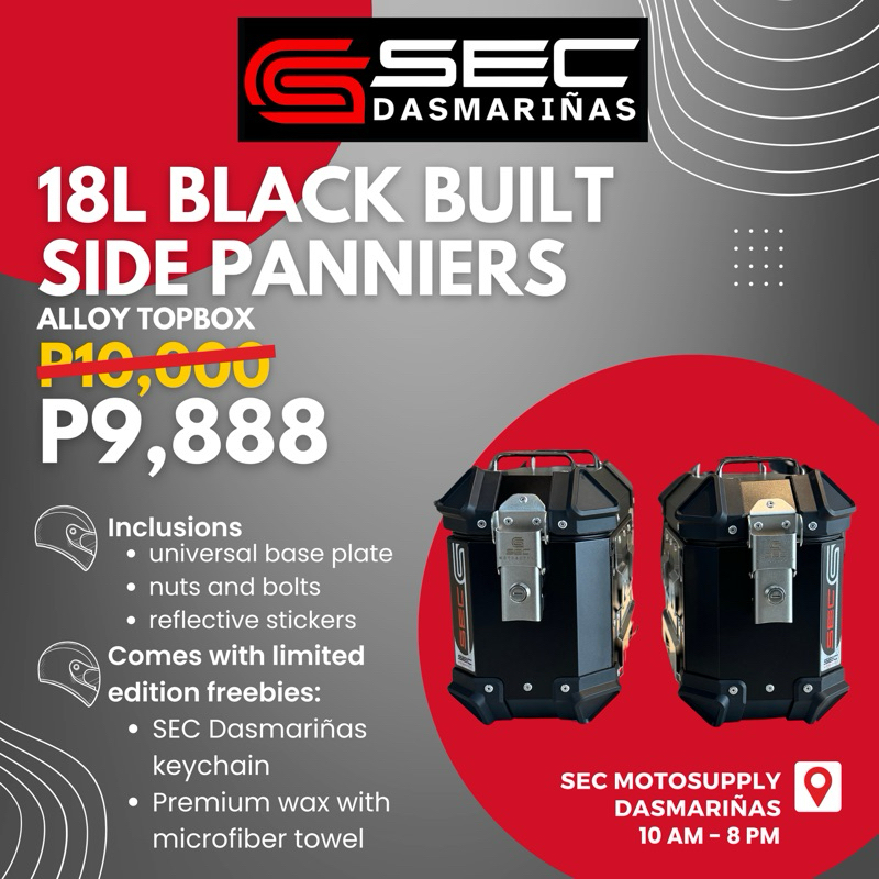 SEC 18L BLACK BUILT ALLOY SIDE PANNIERS | Shopee Philippines