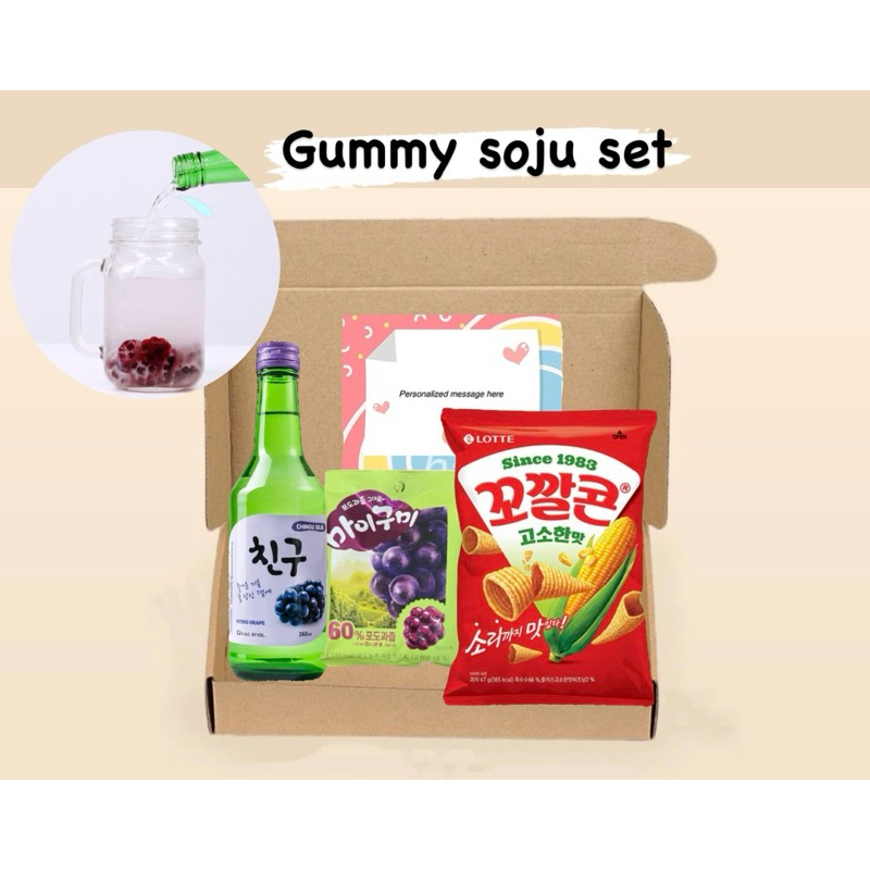Summer Gummy Candy Soju Set Korean Snack Box with Personalized Message ...