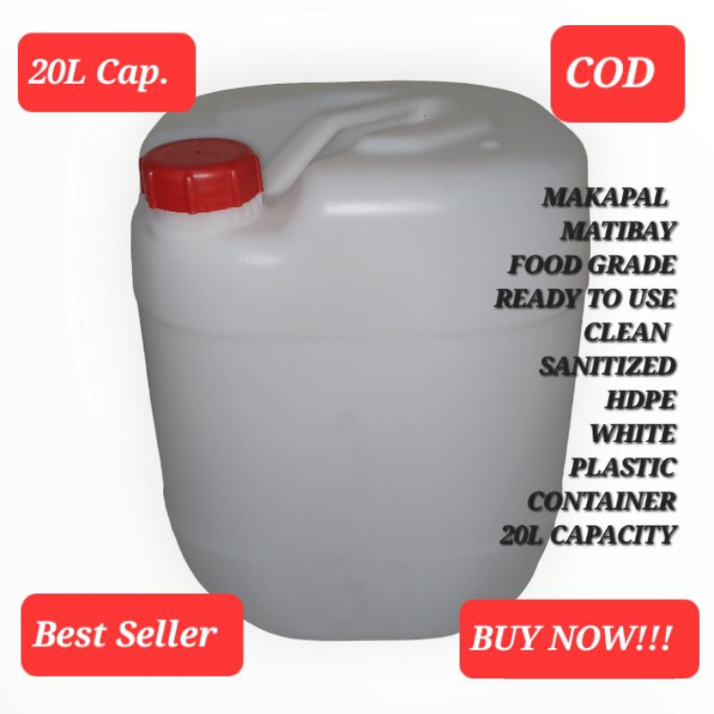 20 Liters Capacity, empty Plastic Container HDPE, Food Grade - Heavy ...