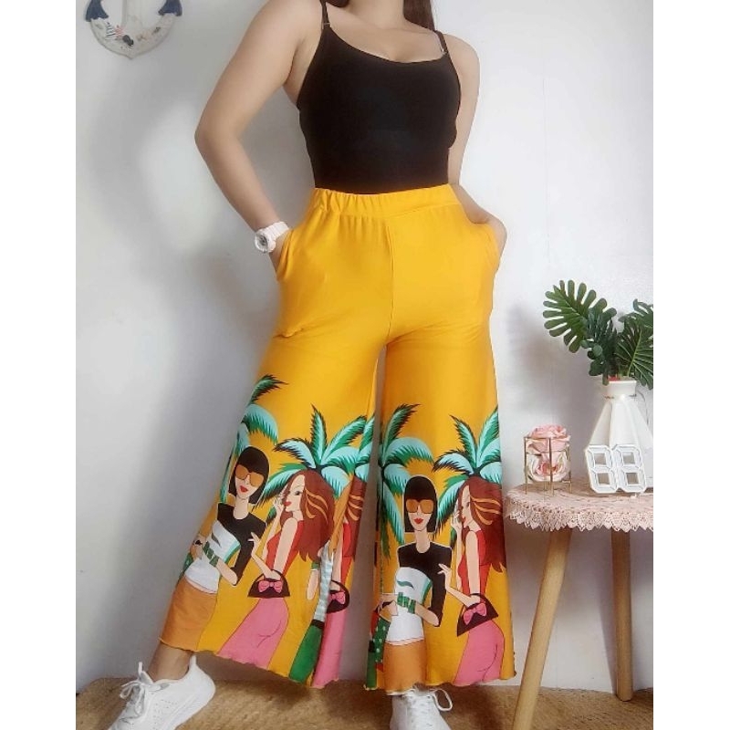 Wide Leg Squarepants W2 Sidepocket Freesize Small up to XL Cotton ...