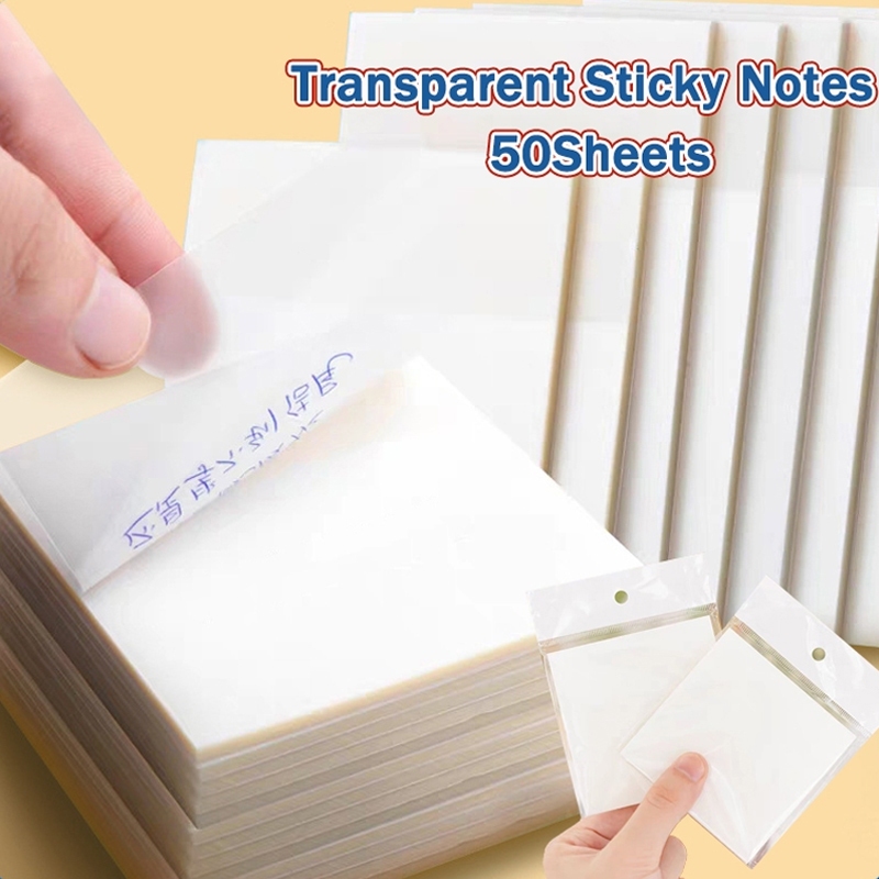 Transparent Sticky Notes 50Sheets Waterproof & Clear Sticky Note Pad(4 ...