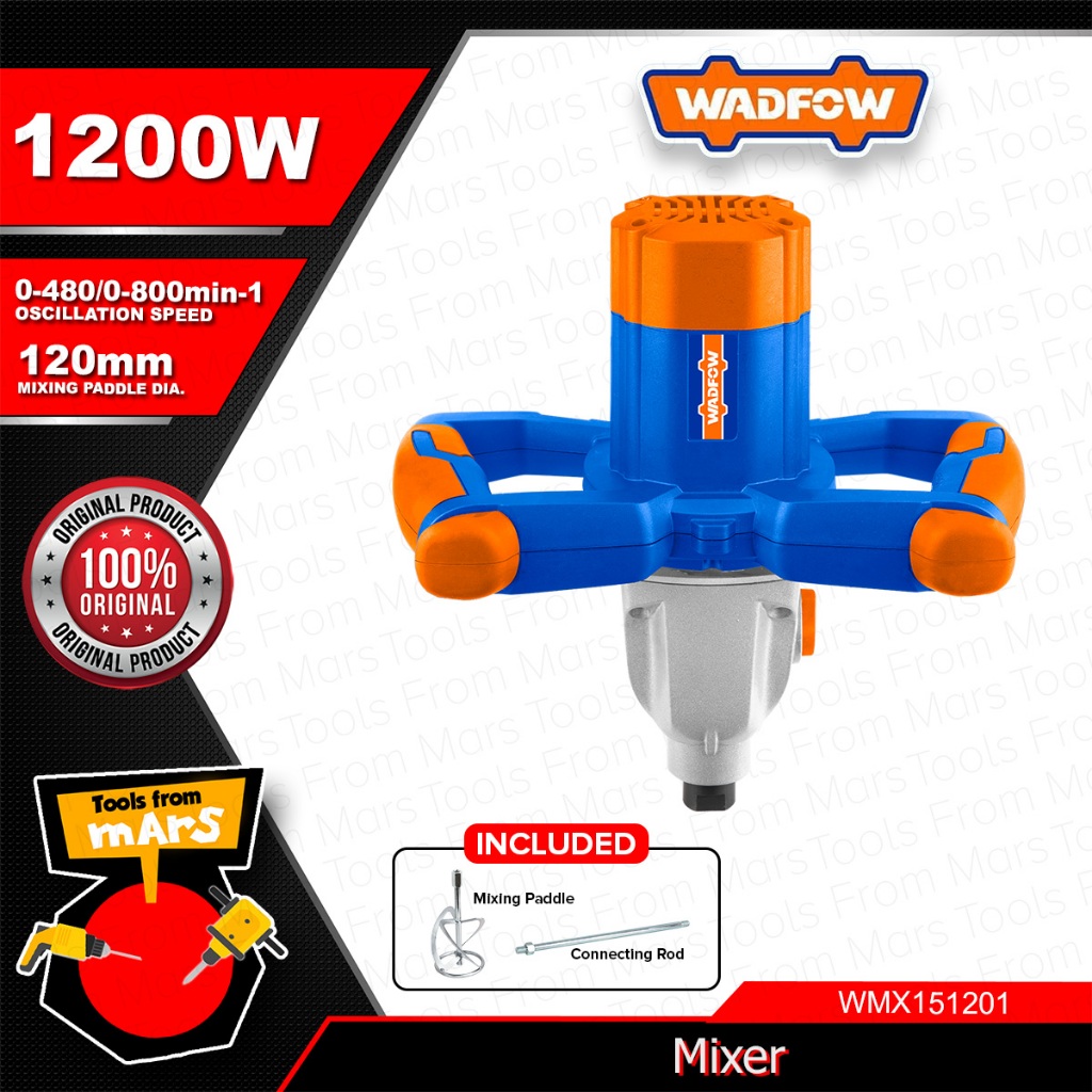 WADFOW 1200W Electric Mixer with Mixing Paddle for Mixing Paint, Mud ...