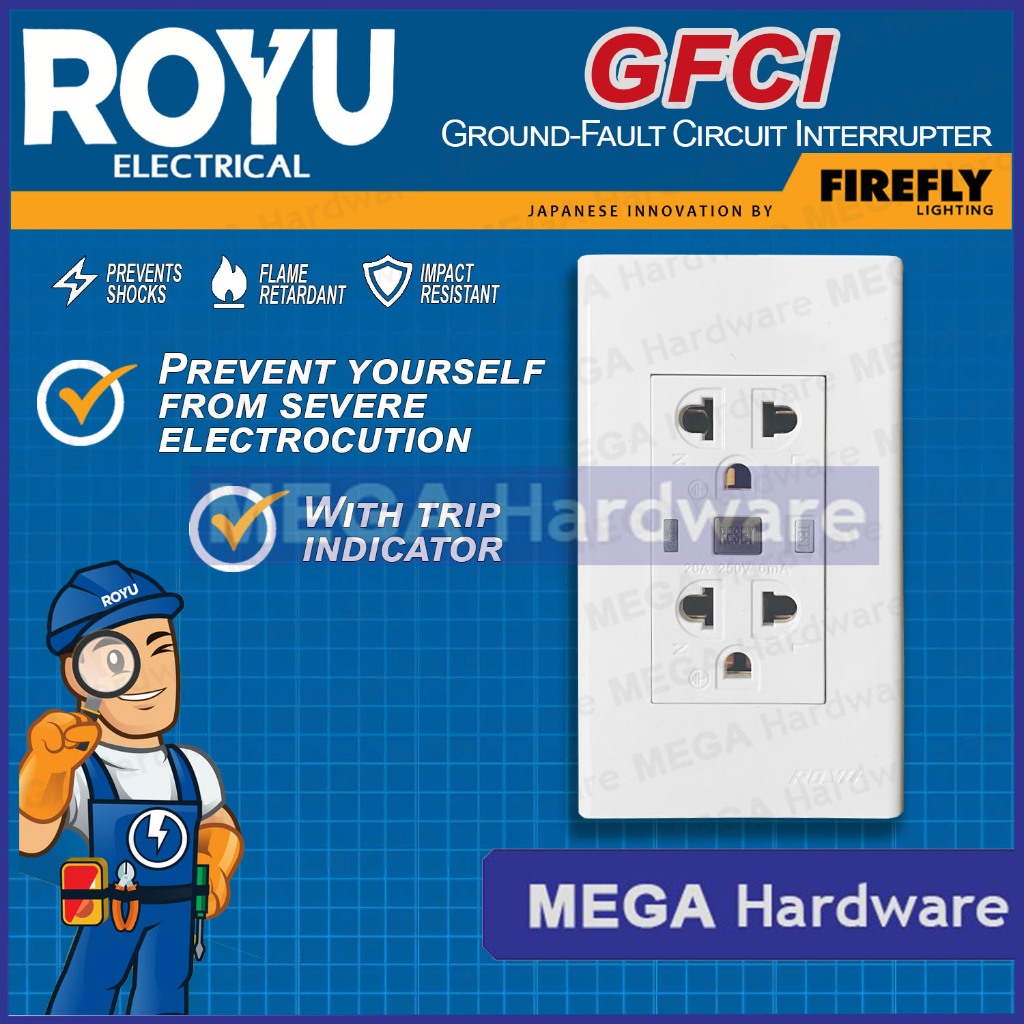 ROYU Duplex GFCI (Ground Fault Circuit Interrupter) Wide Series / Plano ...