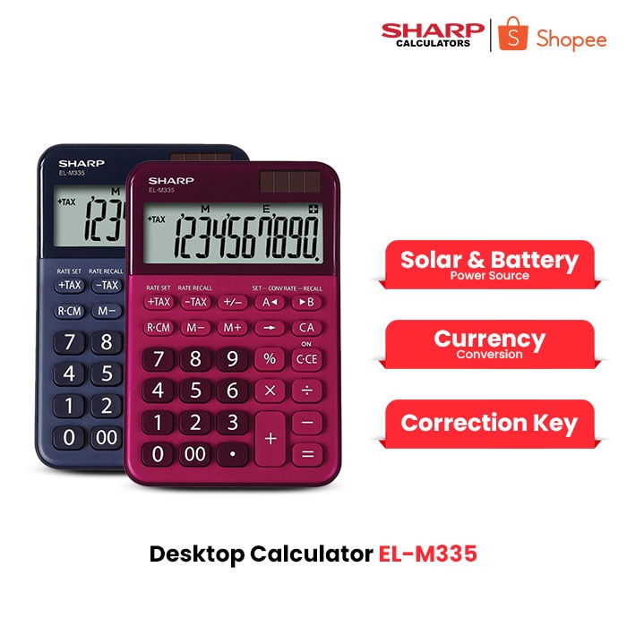 Sharp Semi-Desktop Calculators 10 Digit Display EL-M335 Blue | Shopee ...