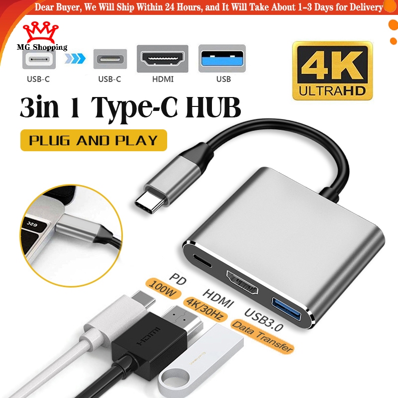 USB C to HDMI Adapter Type c OTG 3 in 1 Hub Converter Type C to 4K HDMI ...