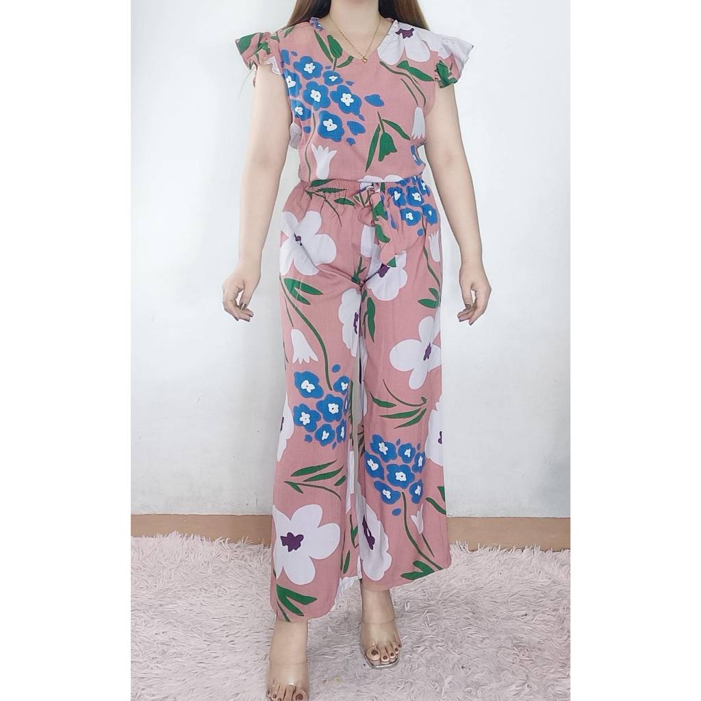 Soft Linen Ruffles Sleeve Squarepants Terno | Shopee Philippines