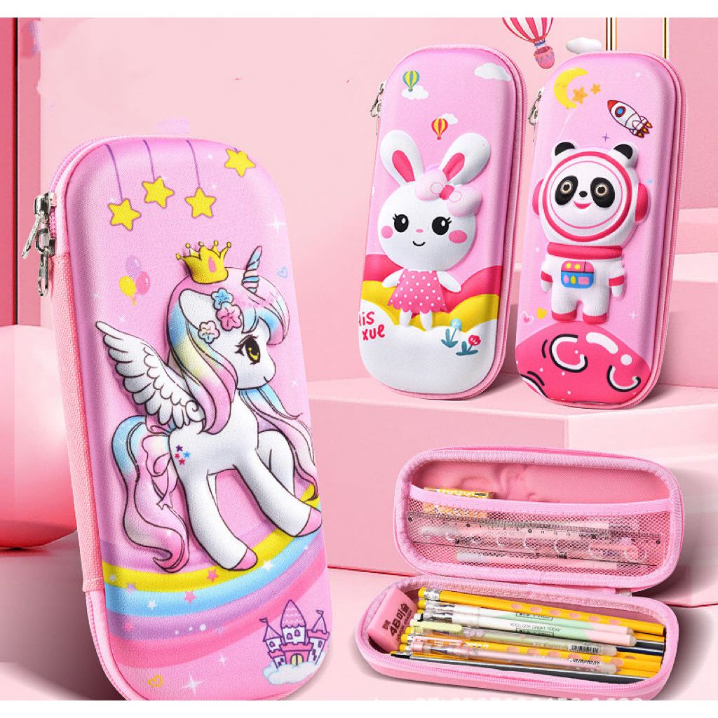 Student Stationery 3D Pencil Box for Kids Cute Unicorn Design Hard ...