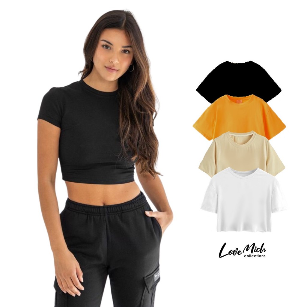 Basic Plain Fitted Croptop Slim-fit Body-fit Tops Trendy Women Clothes ...