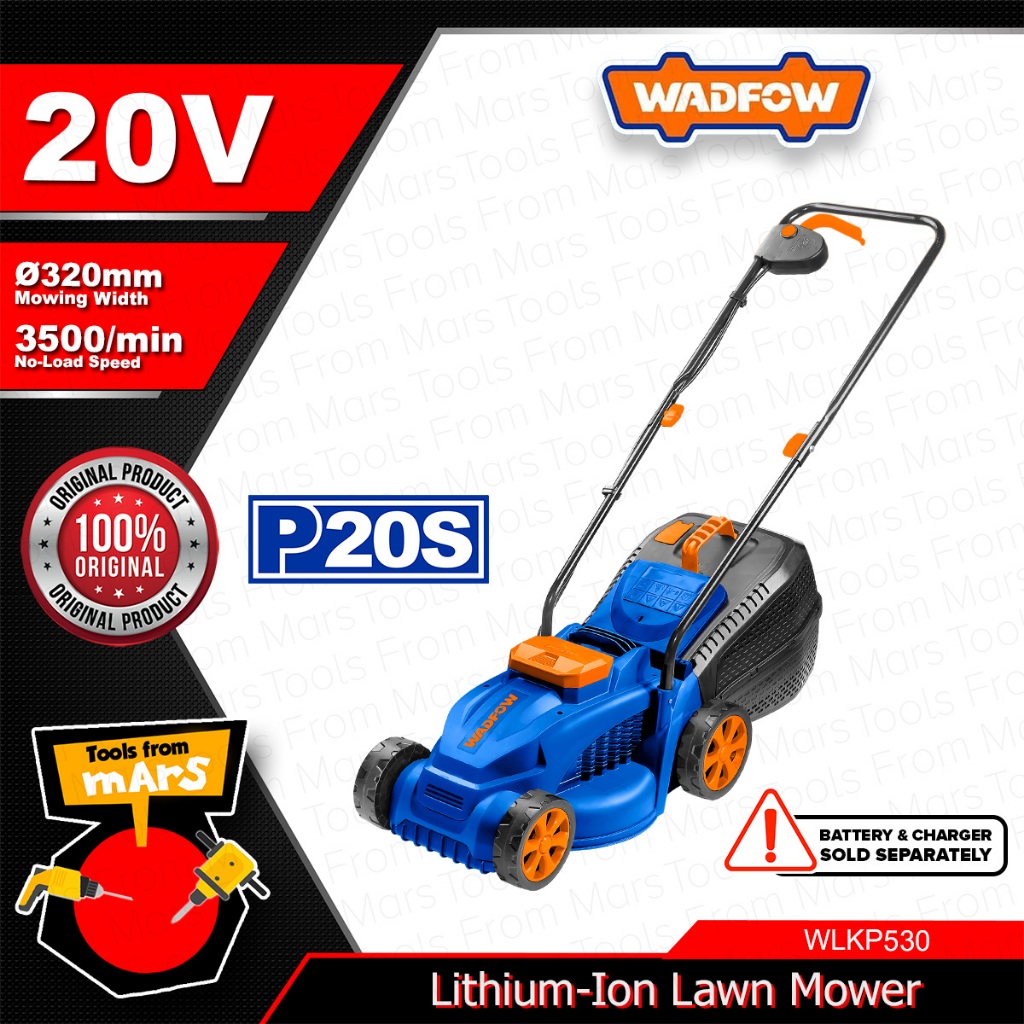 WADFOW 20V Lithium-Ion Lawn Mower Hand Push Grass Trimmer Weed Eater ...