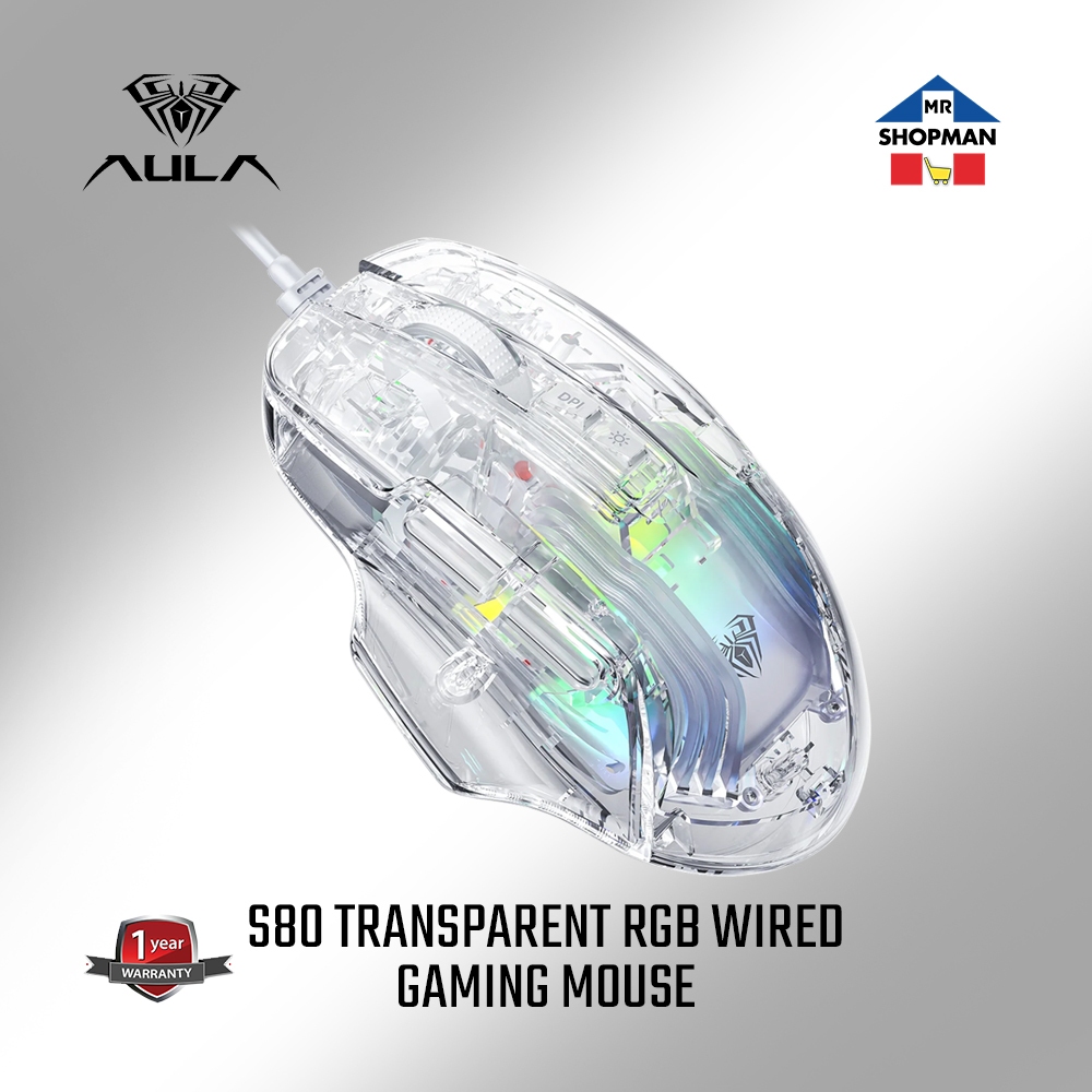Aula S80 Transparent RGB Wired Gaming Mouse | Shopee Philippines