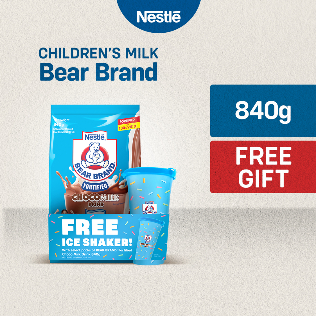 Bear Brand Fortified Choco Powdered Milk Drink 840g with FREE Shaker ...