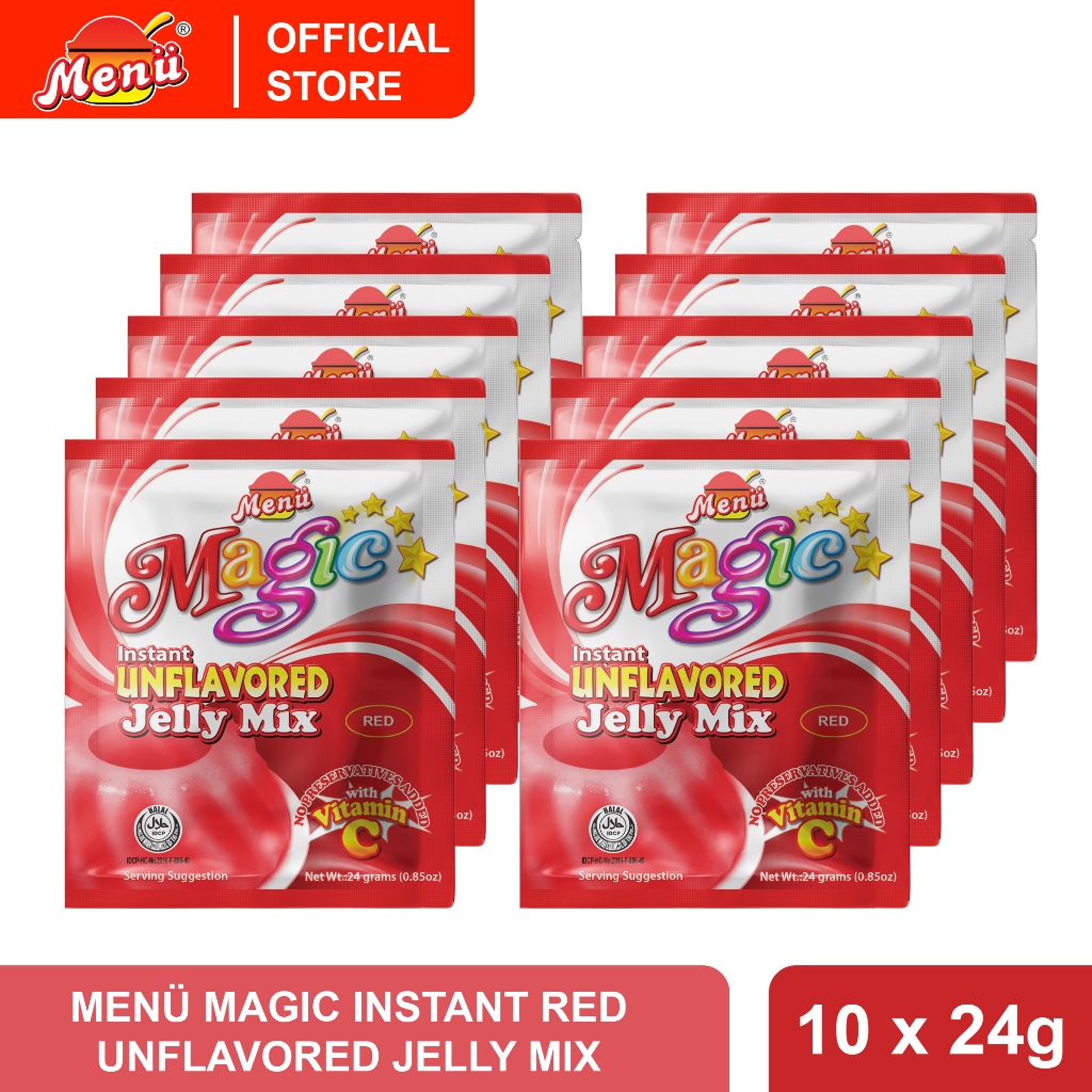 Menu Magic Instant Unflavored Jelly Red Mix 24g x 10 Packs | Shopee ...