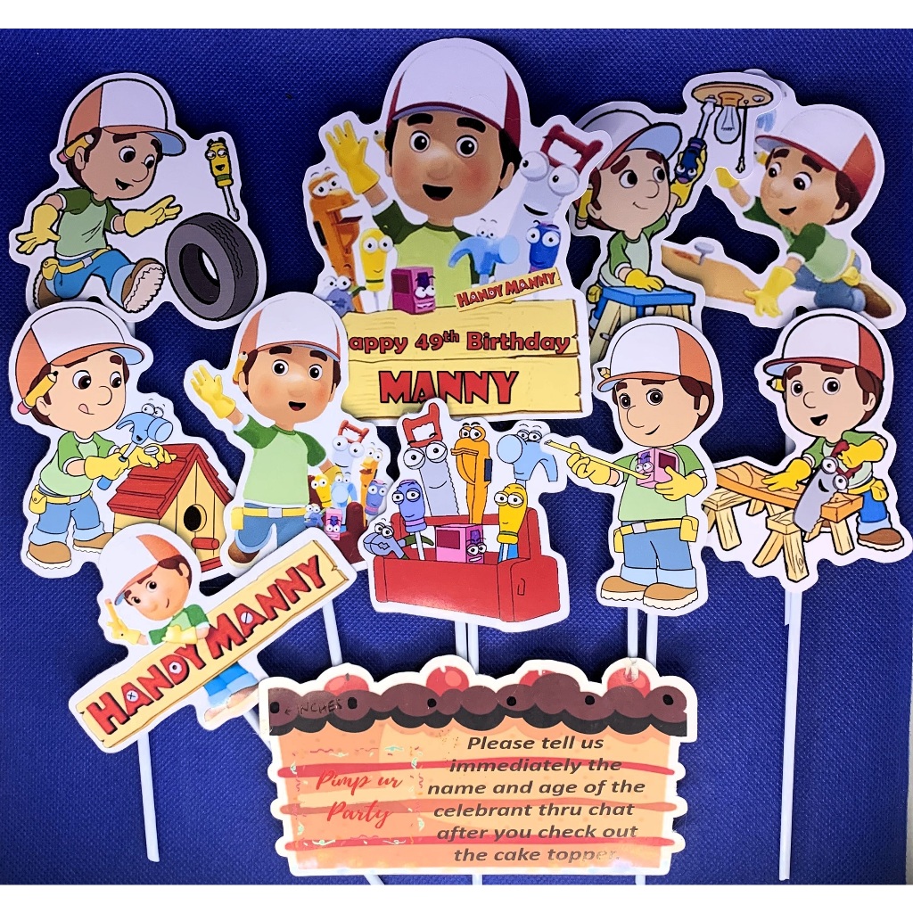 HANDYMAN MANNY DESIGN CAKE TOPPER WITH PERSONALIZED NAME AND AGE OF THE ...