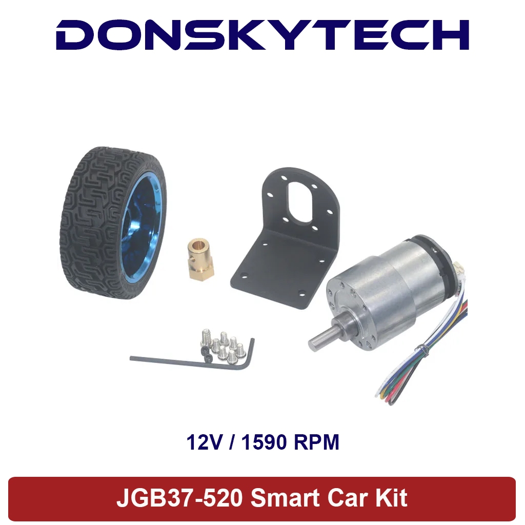 JGB37-520 Motor Smart Car Kit Wheel Gear Motor Coupling Bracket Encoder ...