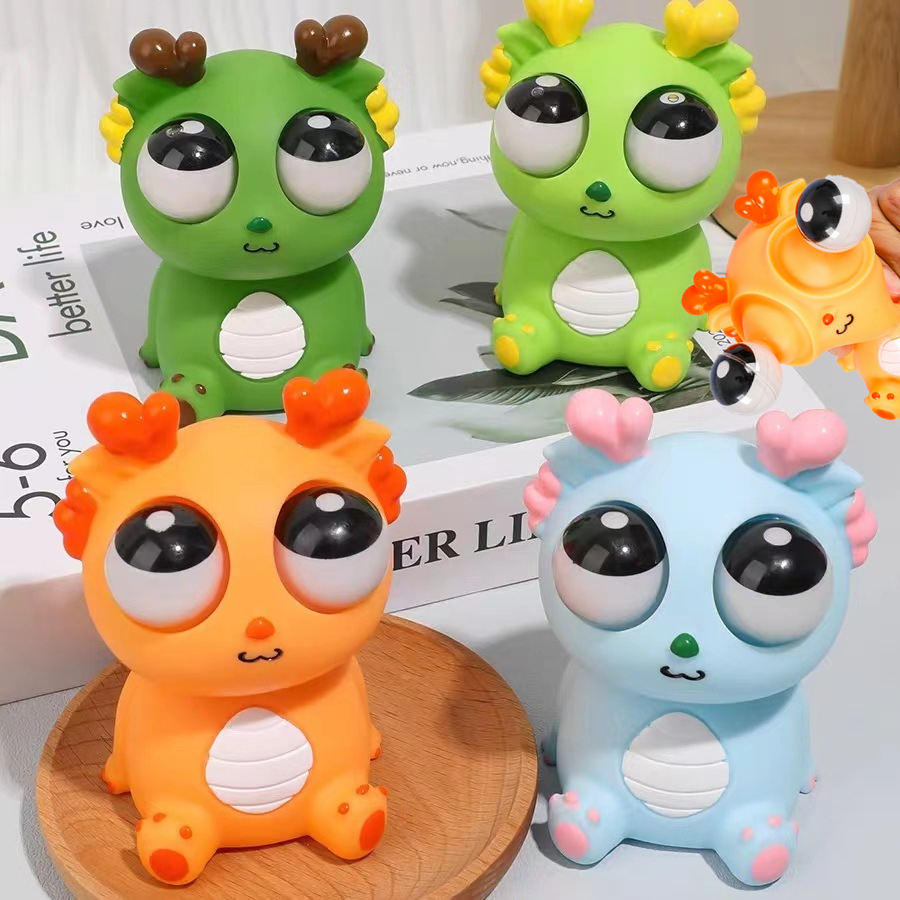 Squeeze Dragon Pop Out Eyes Toys, Eye Popping Dragon Stress Relief ...