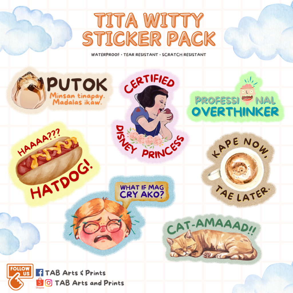 Tita Witty Sticker Pack | Premium Vinyl Laminated Waterproof Stickers ...