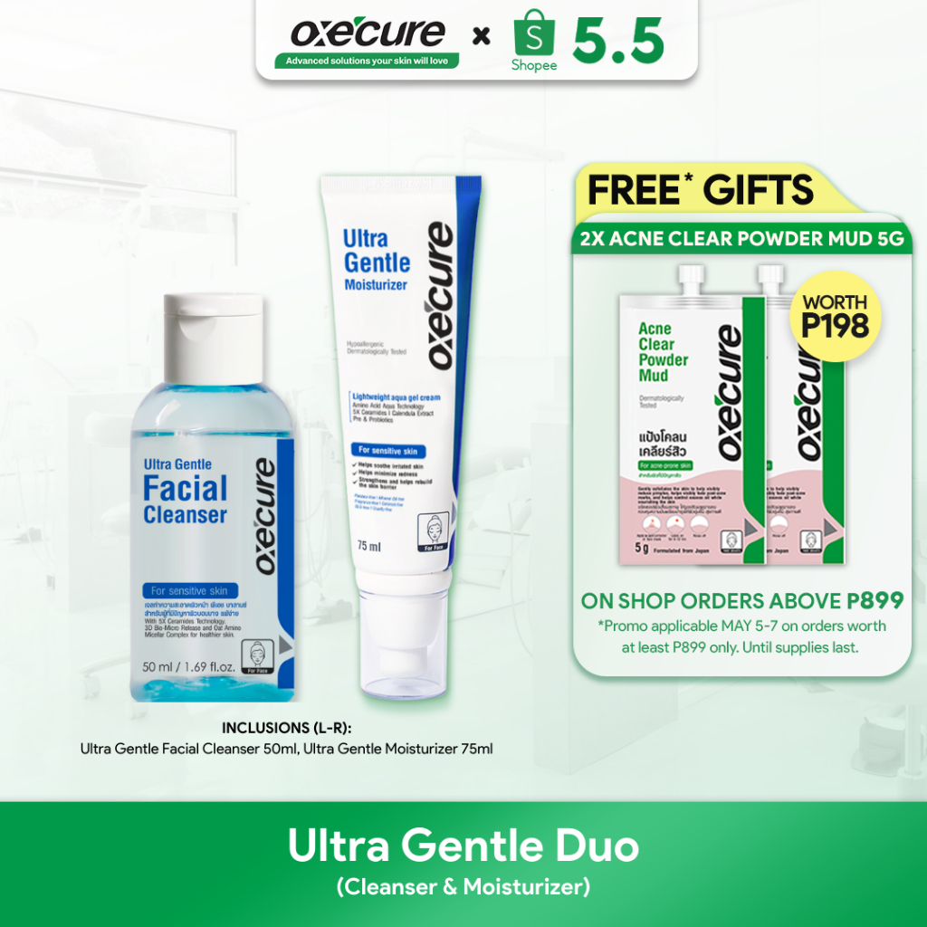 OXECURE Ultra Gentle Duo (Cleanser and Moisturizer for Sensitive Skin ...