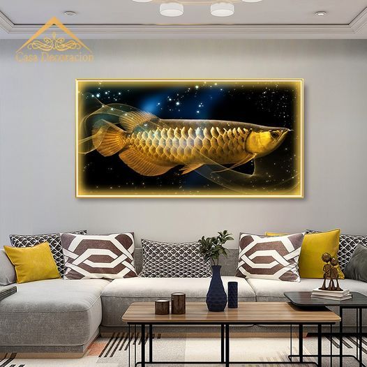 Golden Arowana Galaxy Fish Art Crystal Painting Wall Art Wall Decor ...