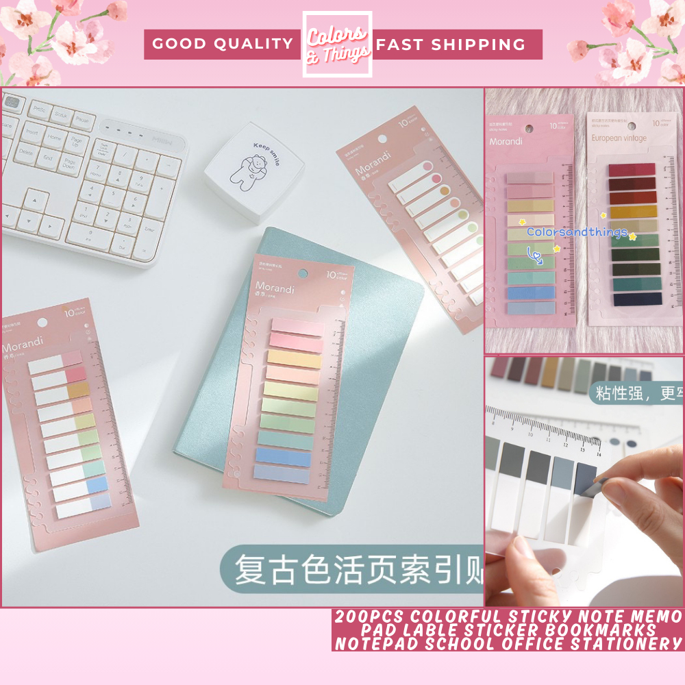 200pcs Colorful Sticky Notes & Label Sticker Bookmarks | Multi-Purpose ...