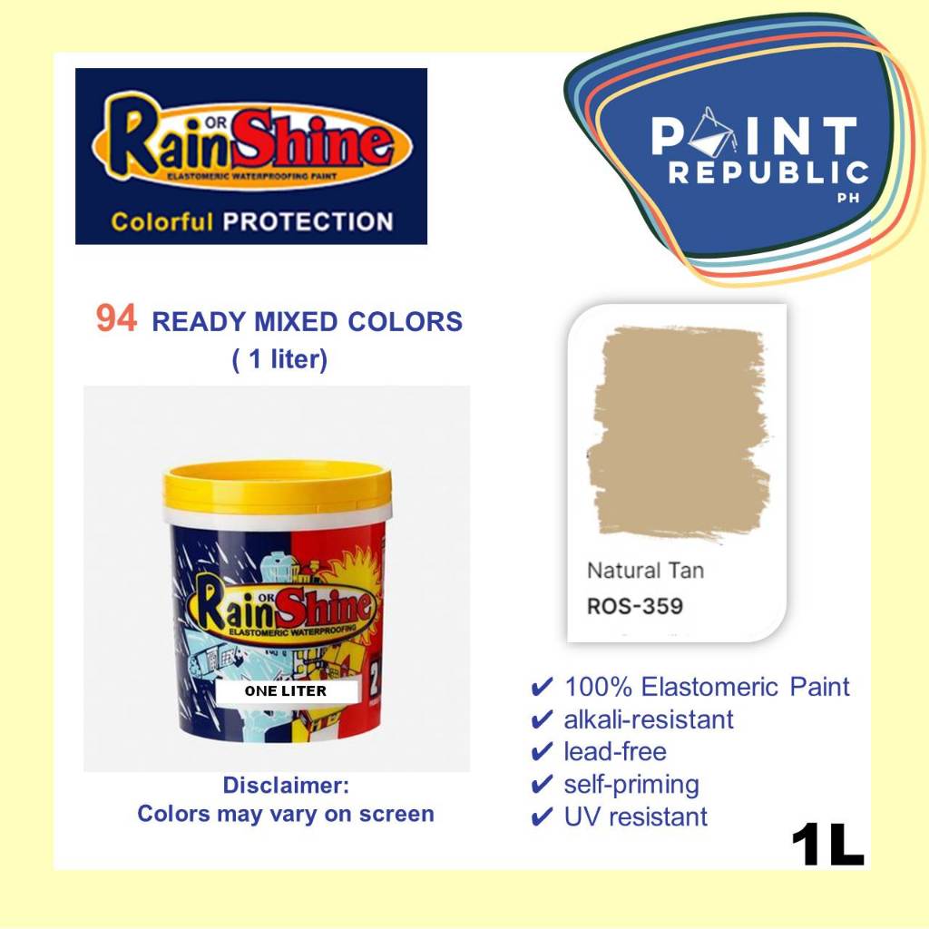 Rain or Shine Elastomeric Paint Ready Mixed Colors - 1L (1 liter/quart ...