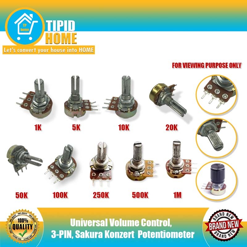 Universal Volume Control, 3-PIN, Sakura Konzert Potentiometer | Shopee ...