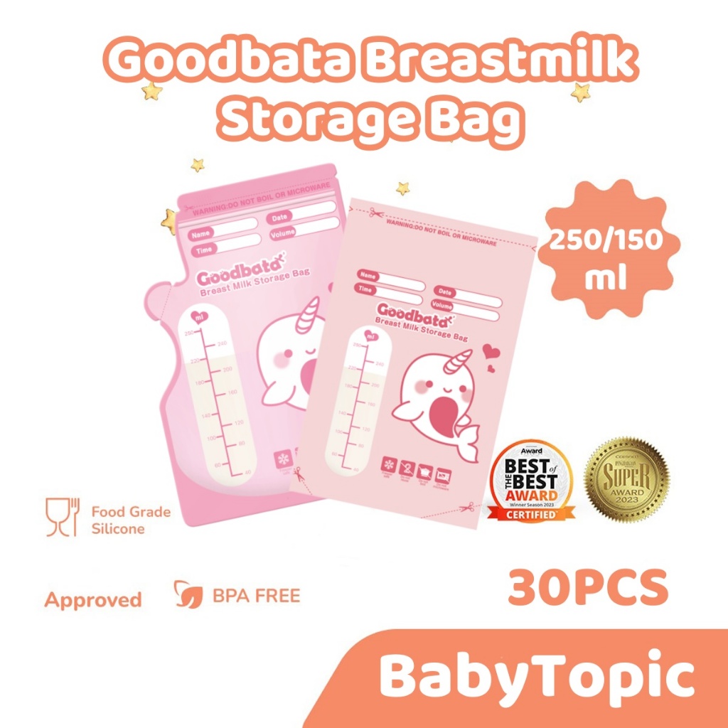 Goodbata BPA FREE Breast Milk Storage Bag 250ml (15 pcs or 10pcs per ...
