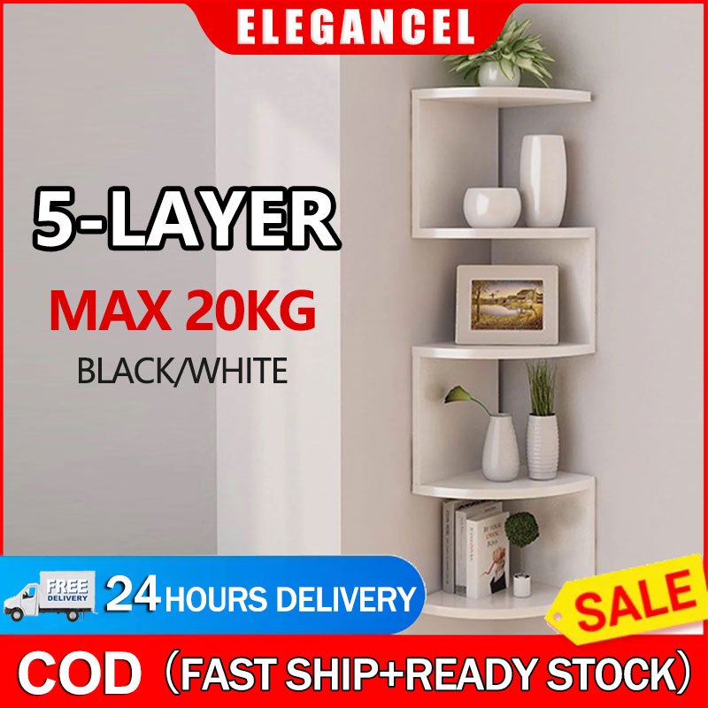 Nordic 5 Layer Corner Wall Shelves Minimalist 5 Tier Bookshelf Toy ...
