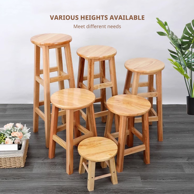 60cm/80cm High Chair Stool Bar Solid Wood Round Dining Chair Front Desk ...