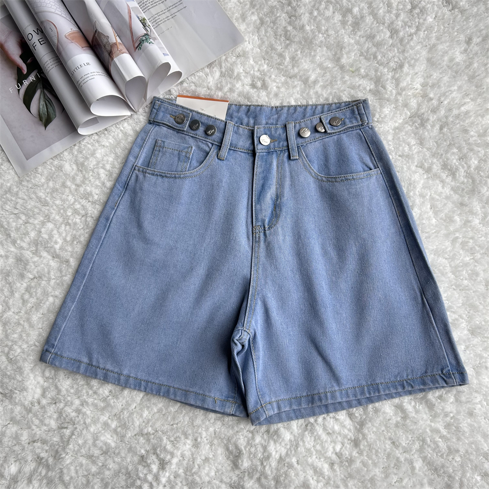 New Denim Shorts Women's High-Waisted Five-Point Shorts Adjustable ...