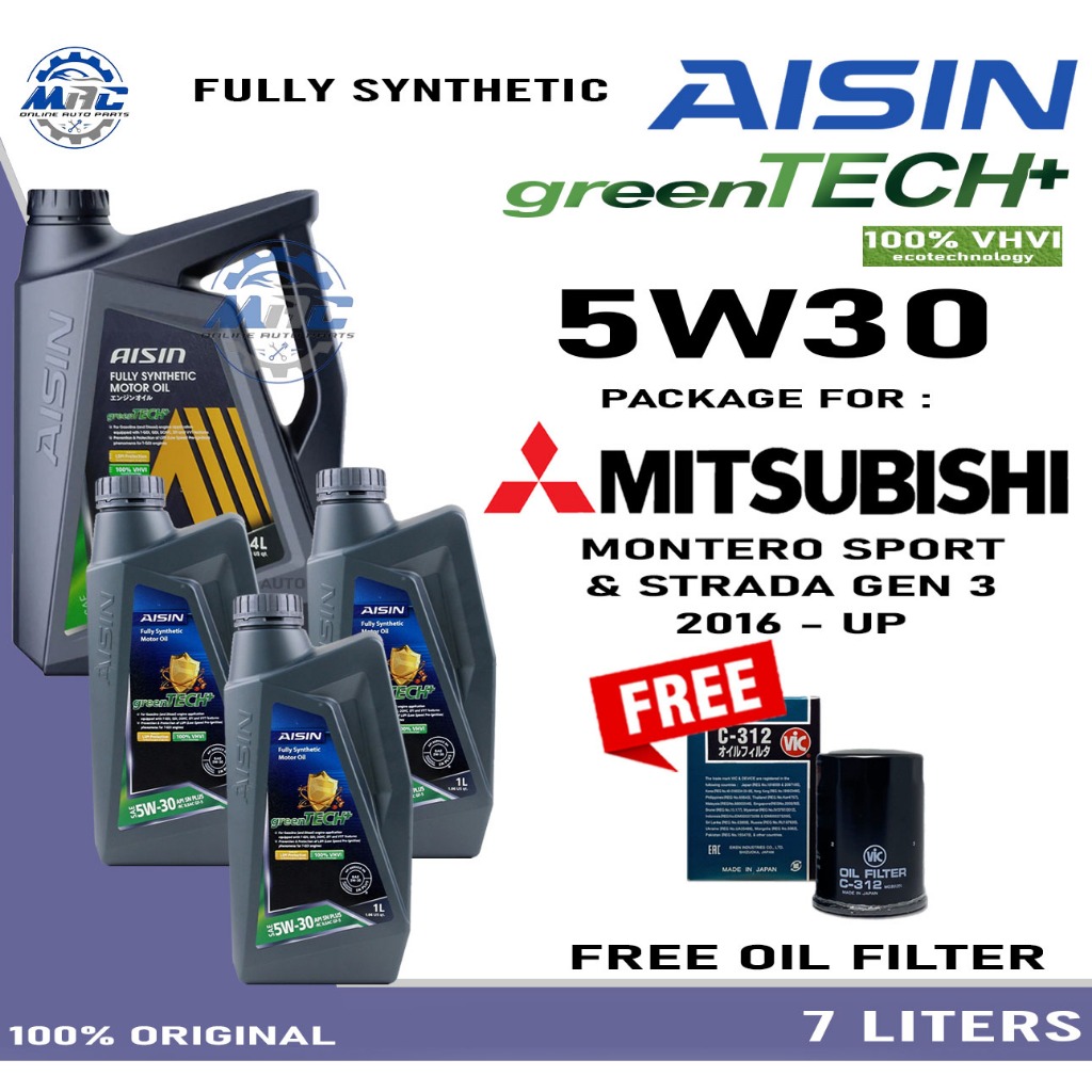 AISIN Fully Synthetic 5W-30 7 LITERS ENGINE OIL PACKAGE FOR MITSUBISHI ...