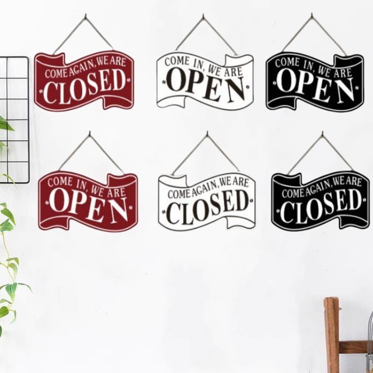 Wooden Business Double Sided Open Close Signage For Store Business or ...