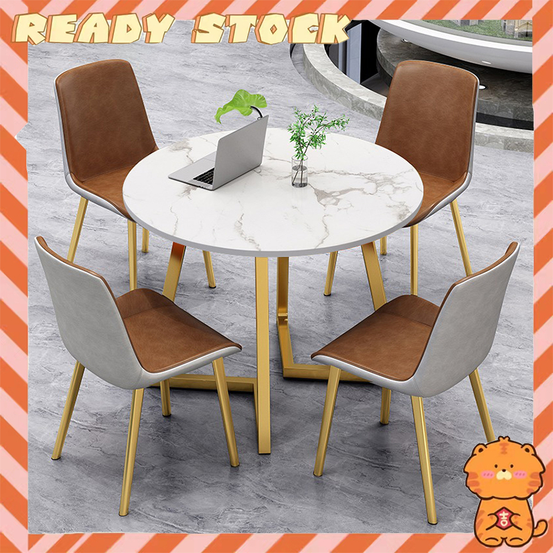 ⭐ COD⭐Imitation Marble Dining Table Reception Table Multifunctional ...