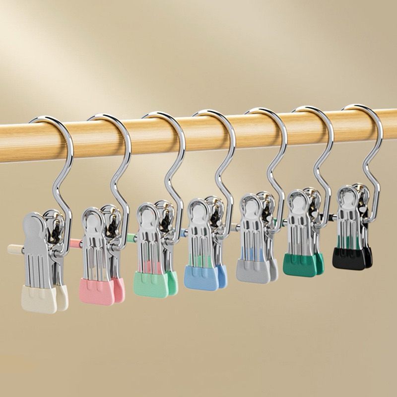 1 pcs Portable Colorful Stainless Steel Anti-slip Clip/ Closet Space ...