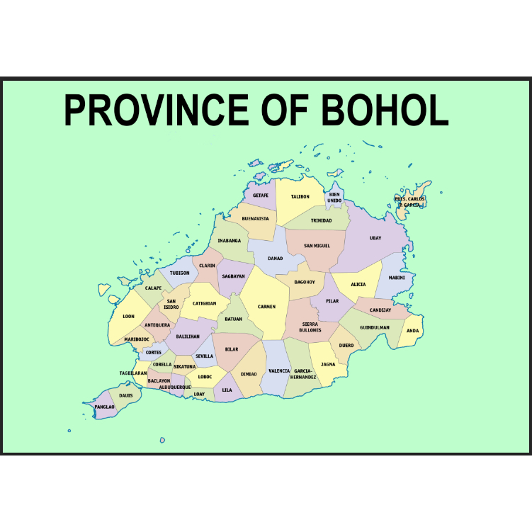 Bohol Province Map Waterproof A4 Laminated Chart | Shopee Philippines