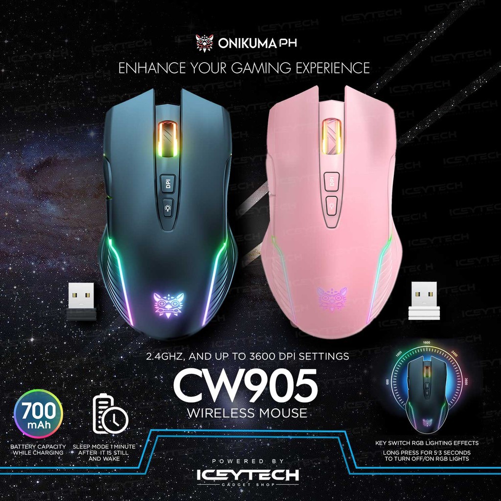 Onikuma CW905 2.4G Wireless Gaming Mouse 3600 DPI Wireless Mouse With ...
