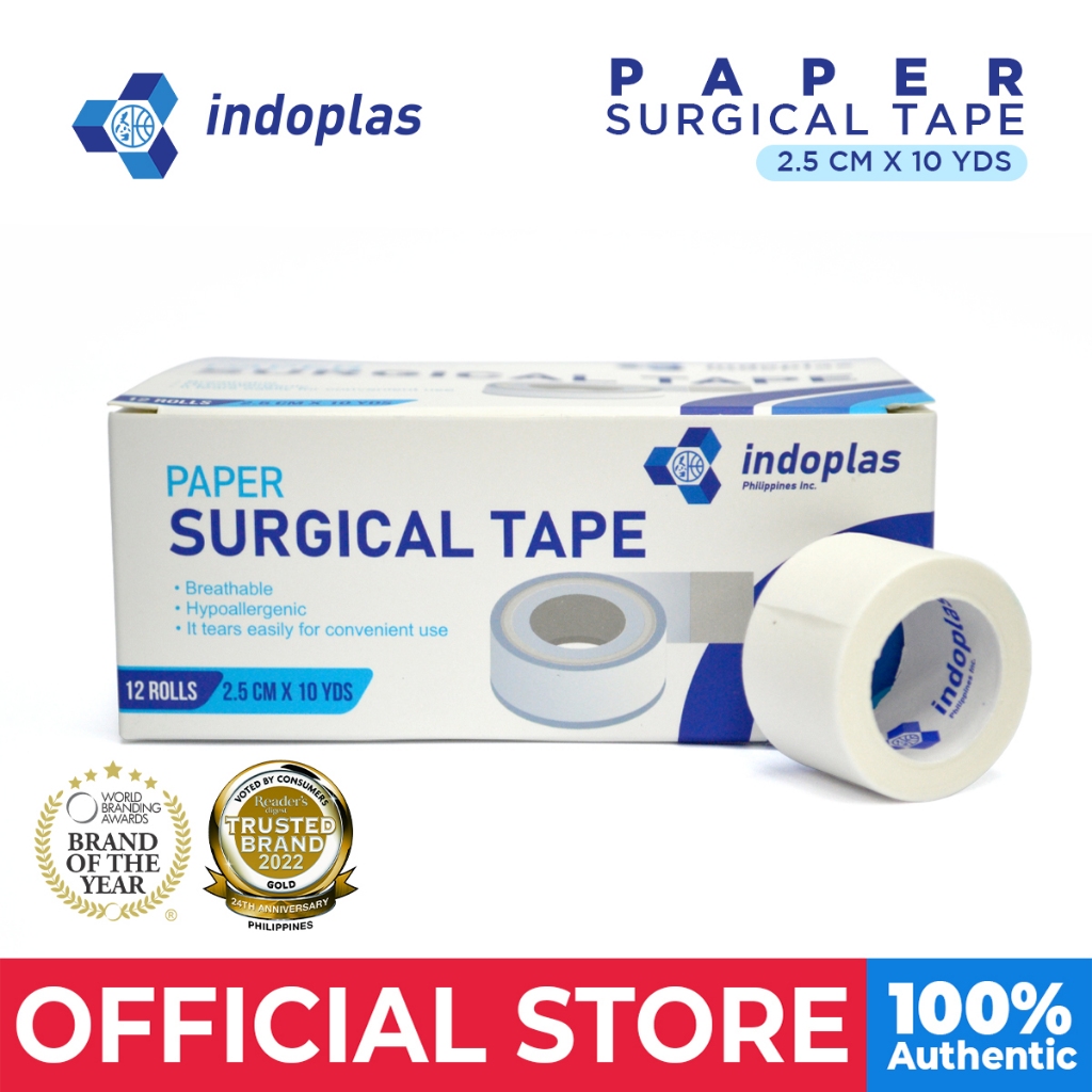 Indoplas Paper Surgical Tape 2.5cm x 10yds (12 rolls) | Shopee Philippines