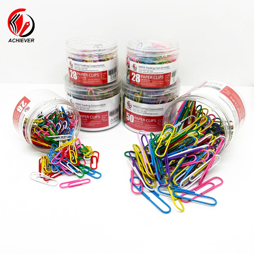 ACHIEVER BRAND 28MM / 50MM METAL COLORED PAPER CLIPS FOR SCHOOL AND ...