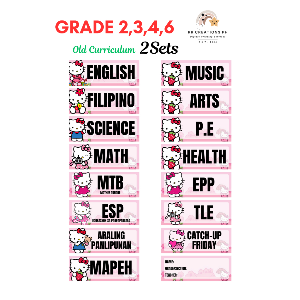 Grade 2 3 5 6 old curriculum | Subject label stickers | 2sets | RR ...