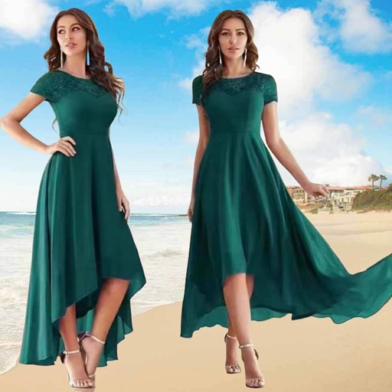 #902 Elegant Long Back Dress Lace Shoulder Kasal Dress (Medium - Large ...