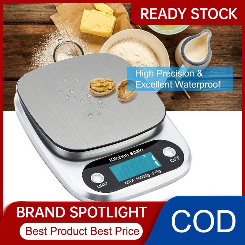 Digital Weighing Scale 10kg Stainless Steel Platform Electronic Baking ...