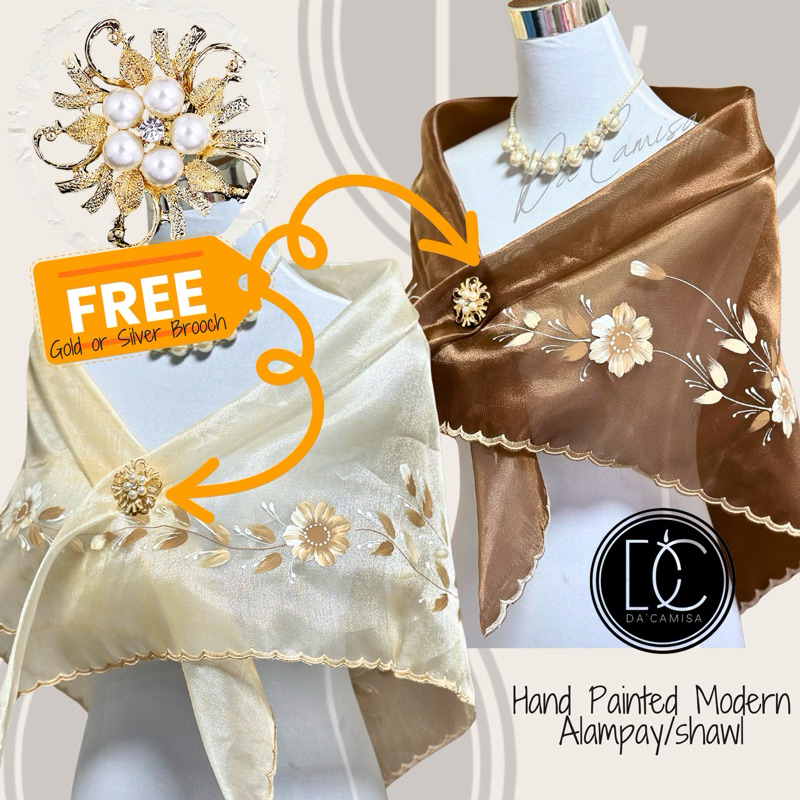 Hand Painted Modern Alampay/Shawl With FREE BROOCH | Shopee Philippines